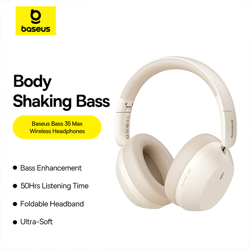Baseus Bass 35 Max Wireless Headphones – Stellar White – My Gadgets Direct